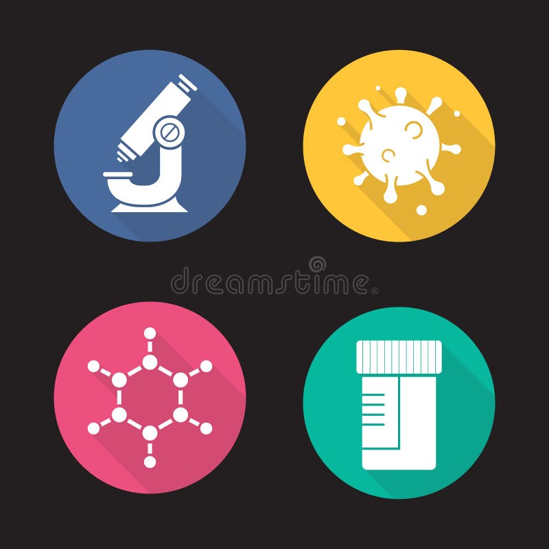 Science Laboratory Flat Design Long Shadow Icons Set Stock Vector ...