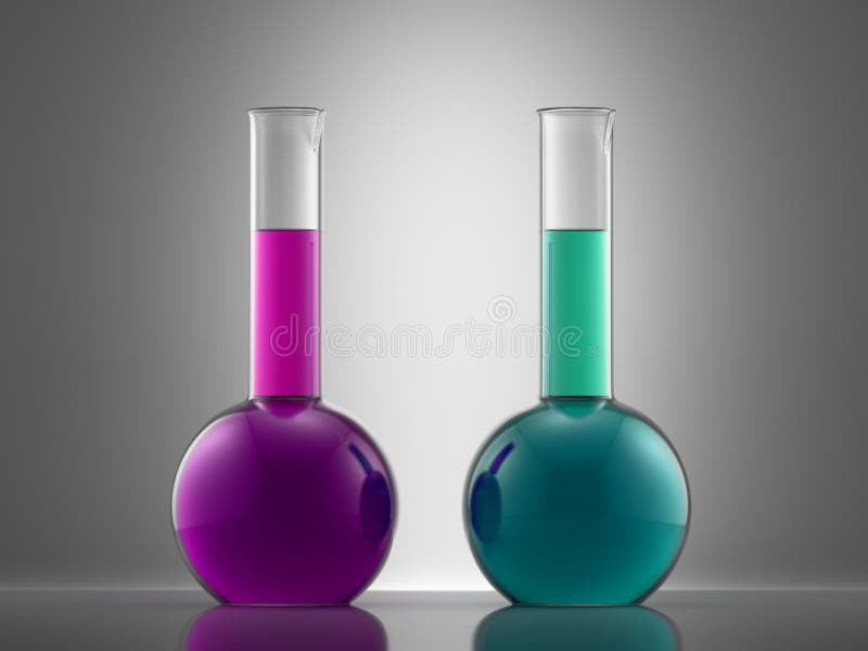 Science Laboratory Glass Equipment with Liquid. Flasks with Colo Stock ...
