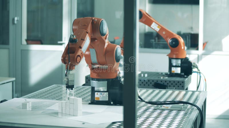 Science Laboratory with High-tech Robotic Arms at Work Stock Video ...