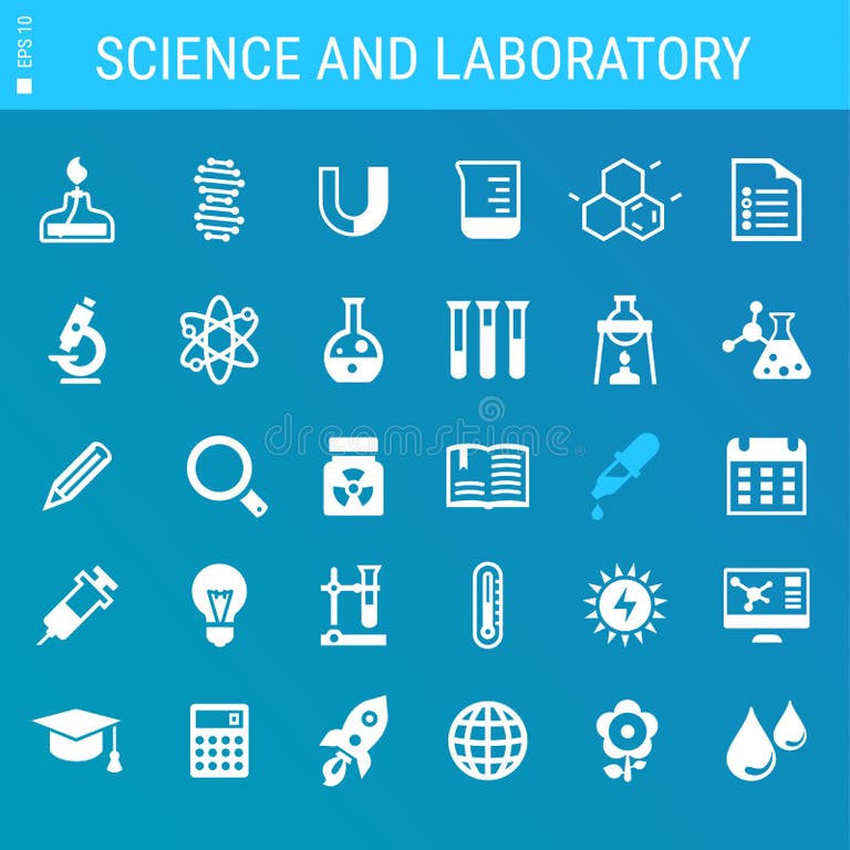 Science and Laboratory Icon Set Stock Vector - Illustration of science ...