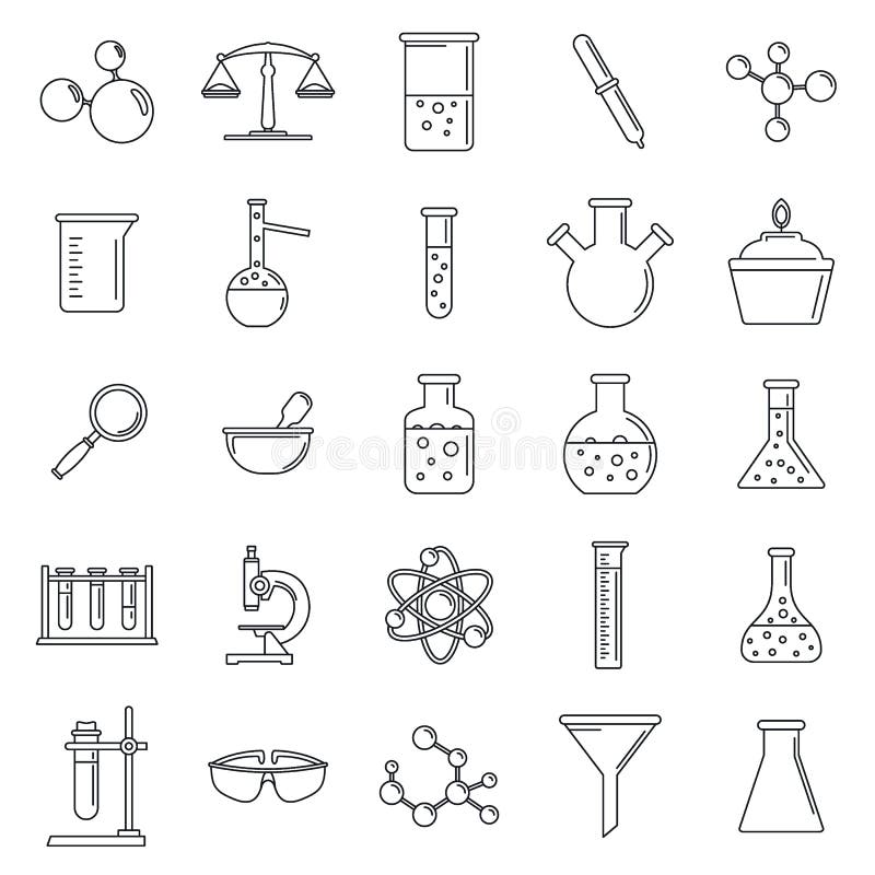 Science Laboratory Icon Set, Outline Style Stock Vector - Illustration ...