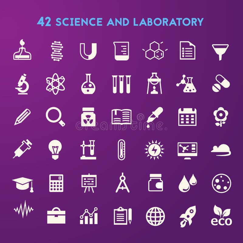 Science and Laboratory Icon Set Stock Vector - Illustration of computer ...