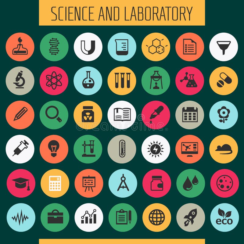 Science and Laboratory Icon Set, Trendy Flat Icons Stock Vector ...