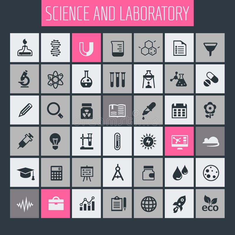 Science and Laboratory Icon Set, Trendy Flat Icons Stock Vector ...