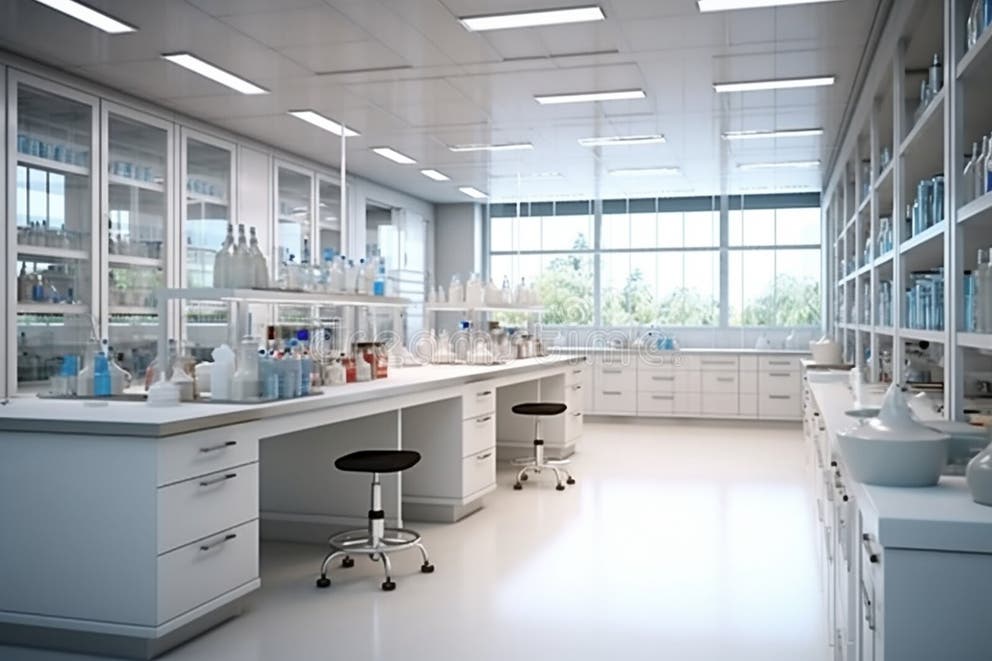 Science Laboratory Interior with Equipment and Science Experiments. 3d ...