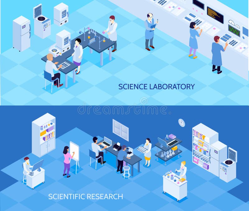 Science Laboratory Isometric Banners Stock Vector - Illustration of ...