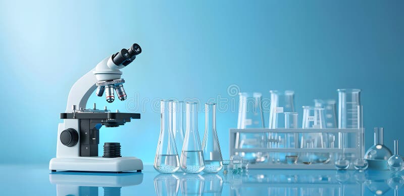 Science Laboratory with Microscope and Test Tubes Stock Illustration ...
