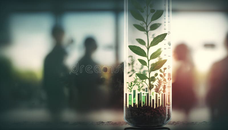 Science Laboratory Research and Development Concept. Green Plants in ...
