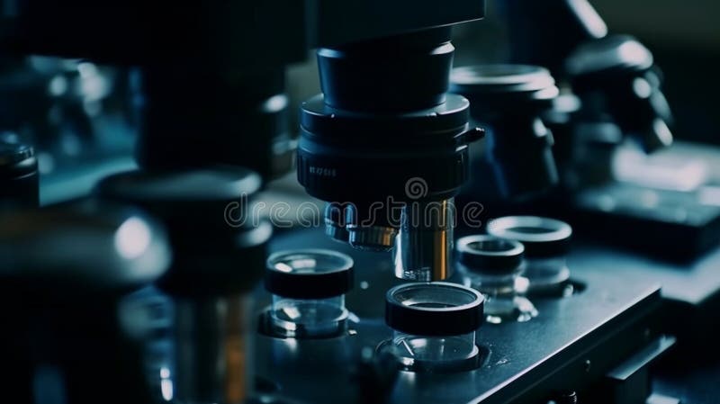 Science Laboratory Research and Development Concept. Microscope with ...