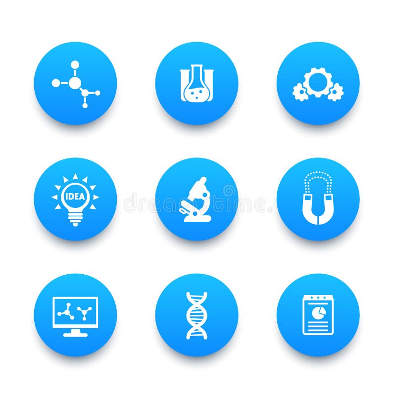 Science, Research Icons Set Stock Vector - Illustration of design ...