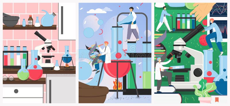 Science Laboratory Vector Poster Design Template Set Stock Vector ...
