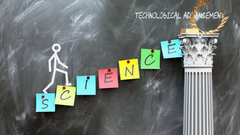 Science Leads To Technological Advancement Stock Illustration ...