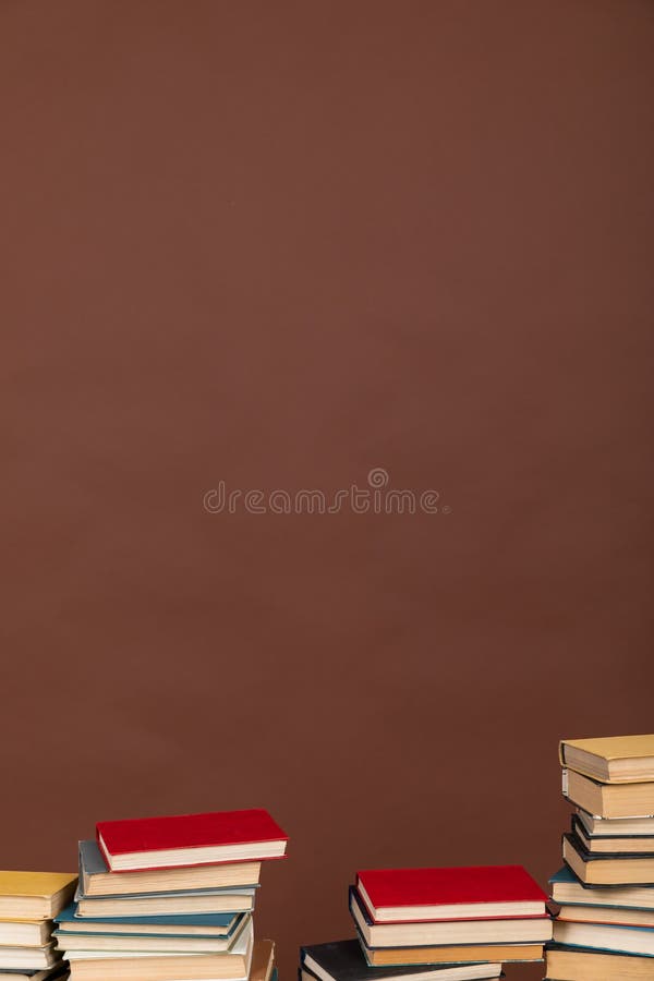 Learning Library Science Stack of Books on a Black Background Stock ...