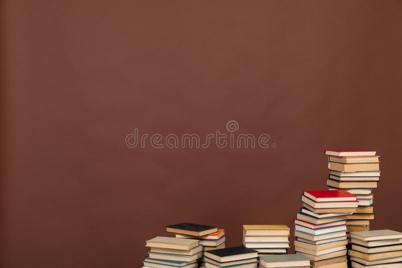 Learning Library Science Stack of Books on a Black Background Stock ...