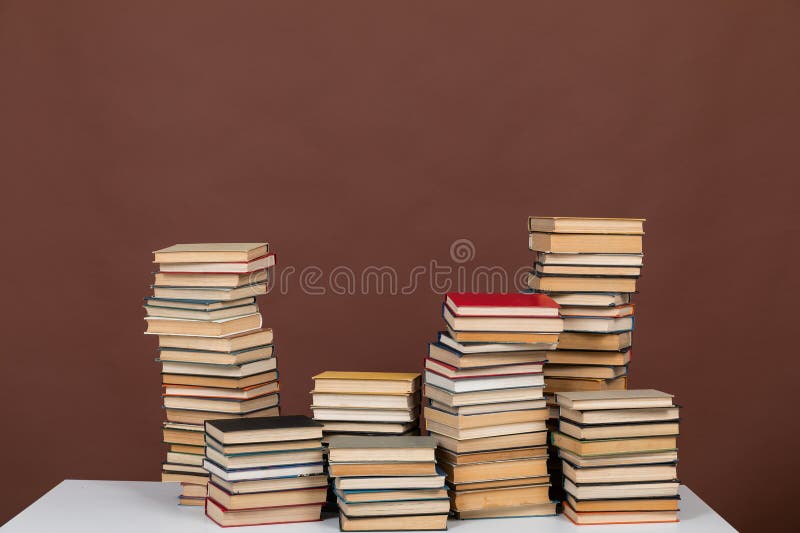 Learning Library Science Stack of Books on a Black Background Stock ...
