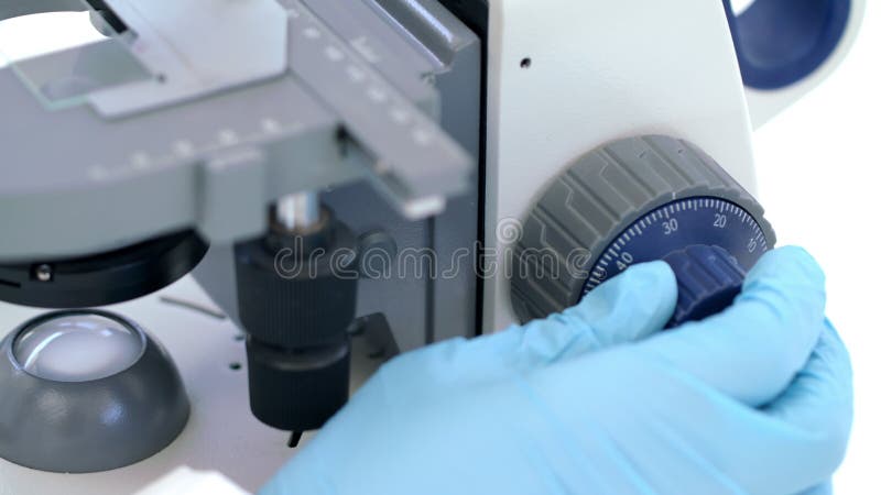 Science, Lens or Doctor Hands with Microscope in Lab for DNA Study ...
