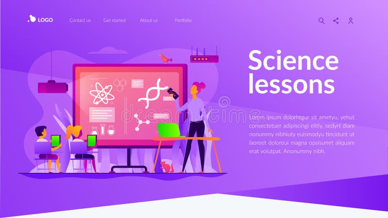 Science Lessons Landing Page Template. Stock Vector - Illustration of ...