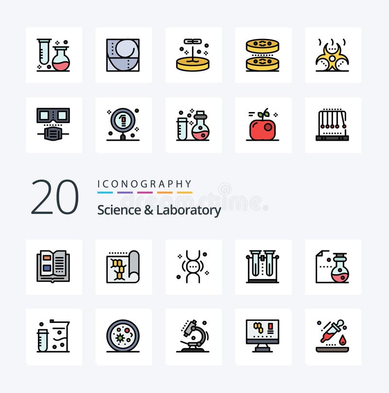 20 Science Line Filled Color Icon Pack Like Chemistry Testing Dna ...