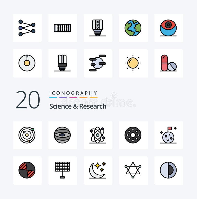 20 Science Line Filled Color Icon Pack Like Gravity Center Science ...