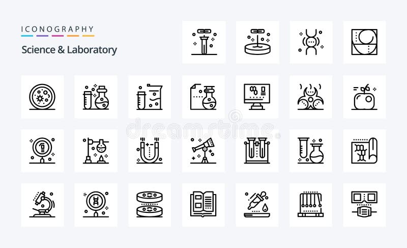 25 Science Line icon pack stock vector. Illustration of magnet - 264562946