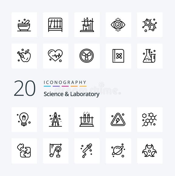 20 Science Line Icon Pack Like Science Cell Tube Science Fire Stock ...