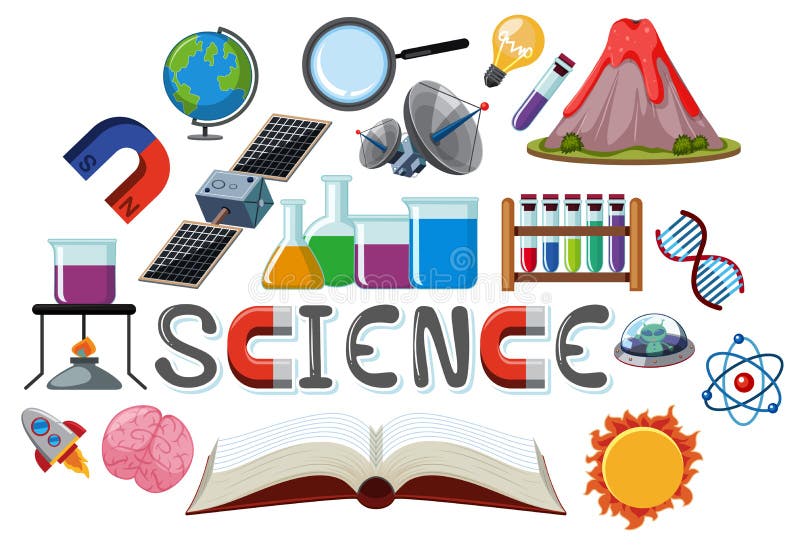 Explore Science Logo And Set Of Children With Education Objects ...