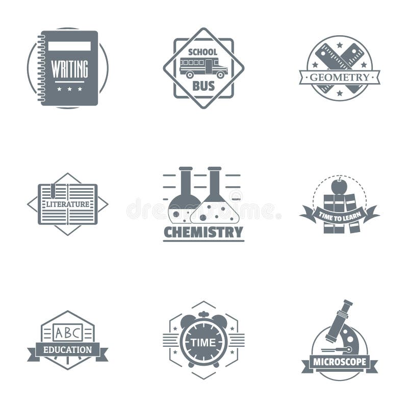 Science Logo Set, Simple Style Stock Vector - Illustration of isolated ...