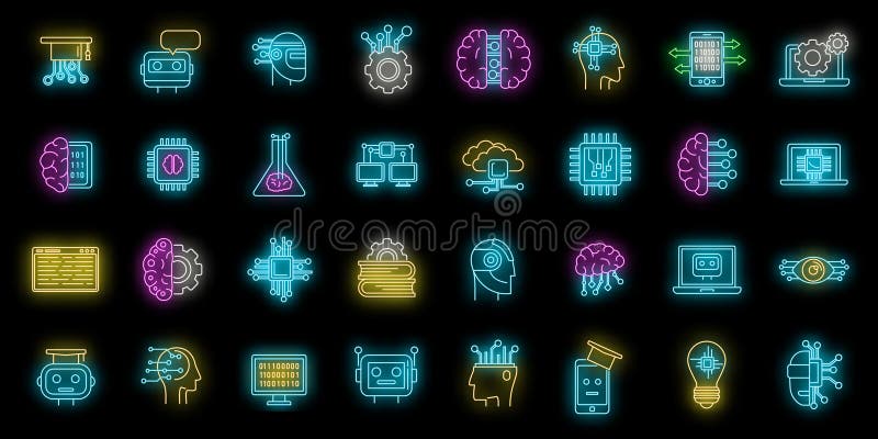 Science Machine Learning Icons Set Vector Neon Stock Vector ... Science Machine Learning Icons Set Vector Neon Stock Vector ...