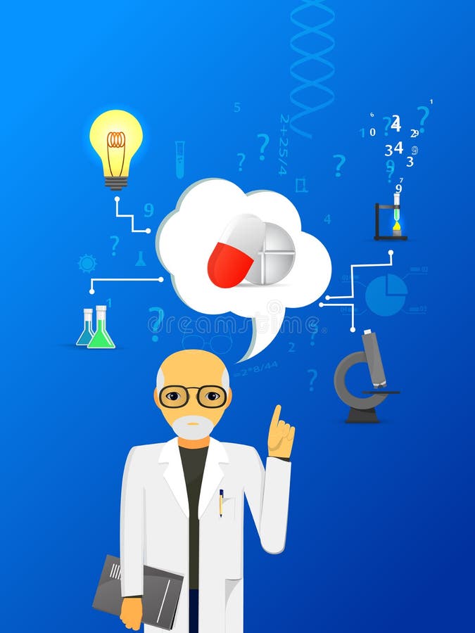 Science and Medicine Infographic on Blue Background.(big Pills I Stock ...