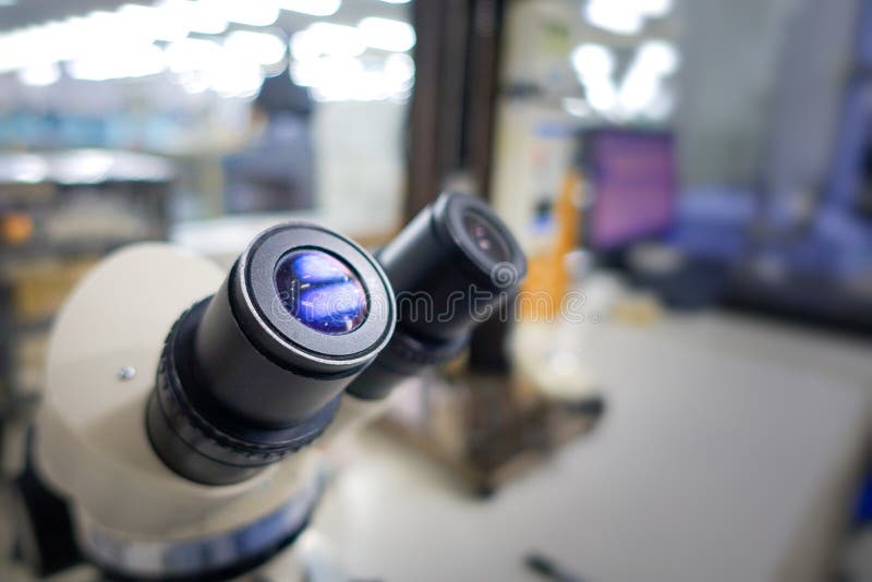 Science Microscope on Lab Bench Stock Image - Image of healthy, bench ...