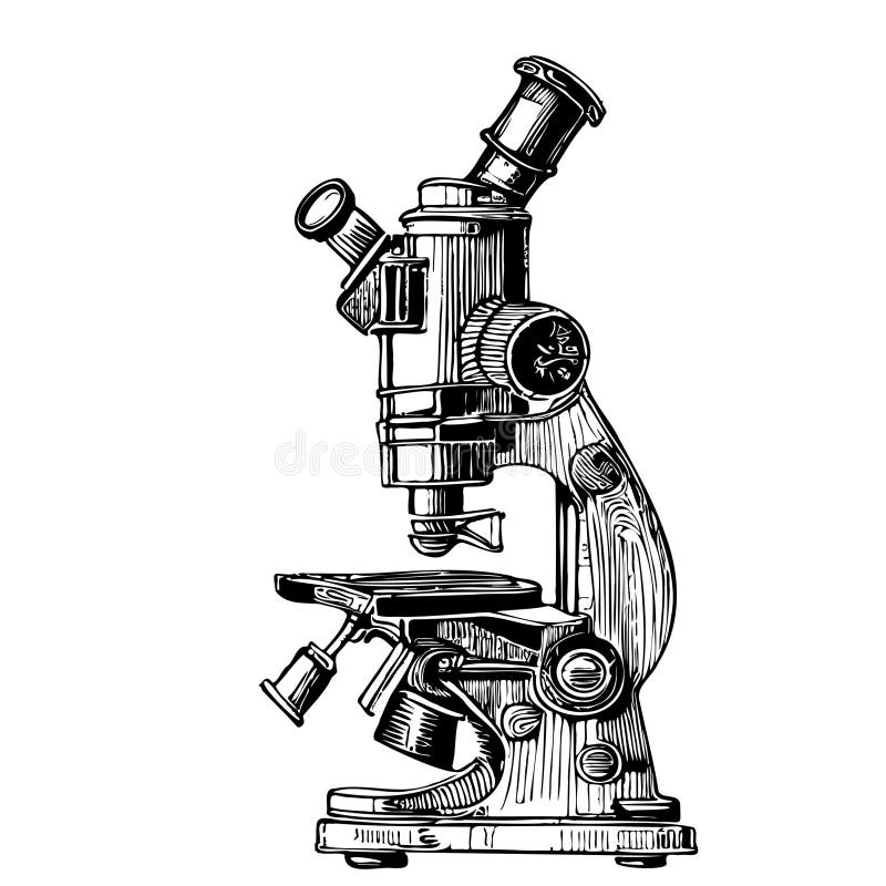 Science Microscope Retro Hand Drawn Sketch Vector Illustration Science ...