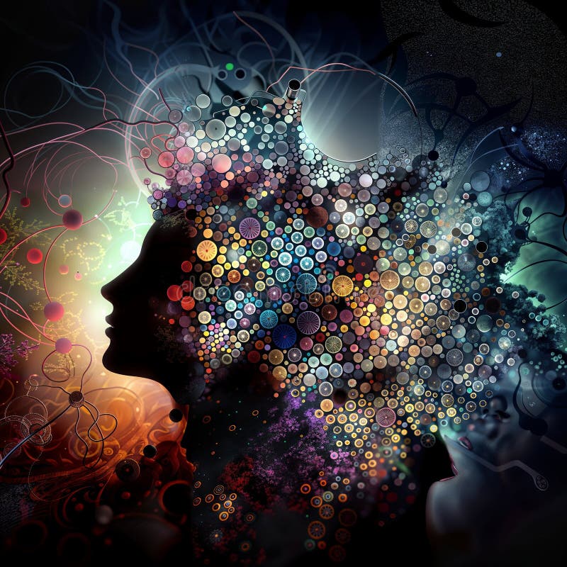 Abstract Science Background with Human Head and Molecules. 3d ...