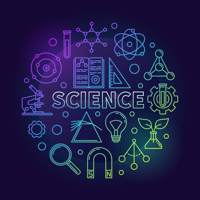 Science Modern Round Vector Colored Illustration in Line Style Stock ...