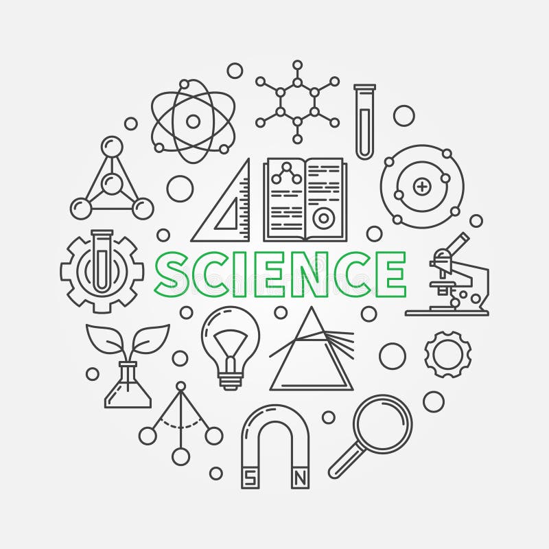 Science Modern Round Vector Illustration in Thin Line Style Stock ...
