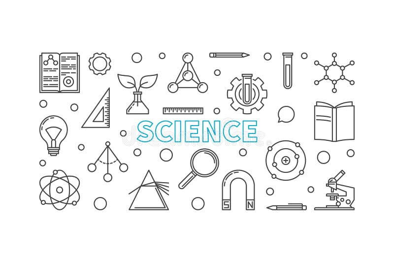 Science Vector Horizontal Banner in Outline Style Stock Vector ...
