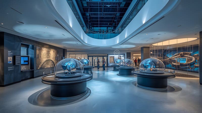 Science Museum Interior with Interactive Displays, Bright Lighting, and ...