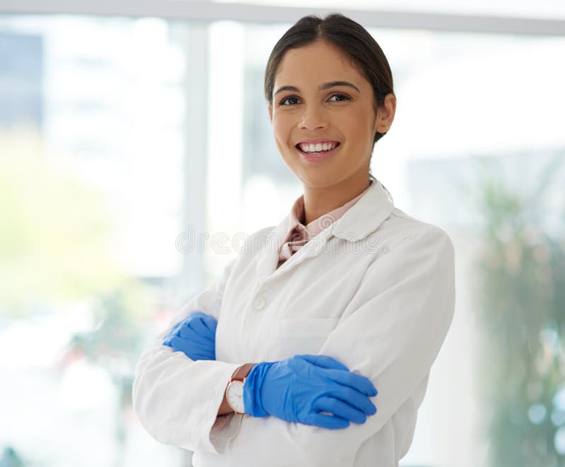 Science is My Calling. Portrait of a Young Scientist Standing in a Lab ...