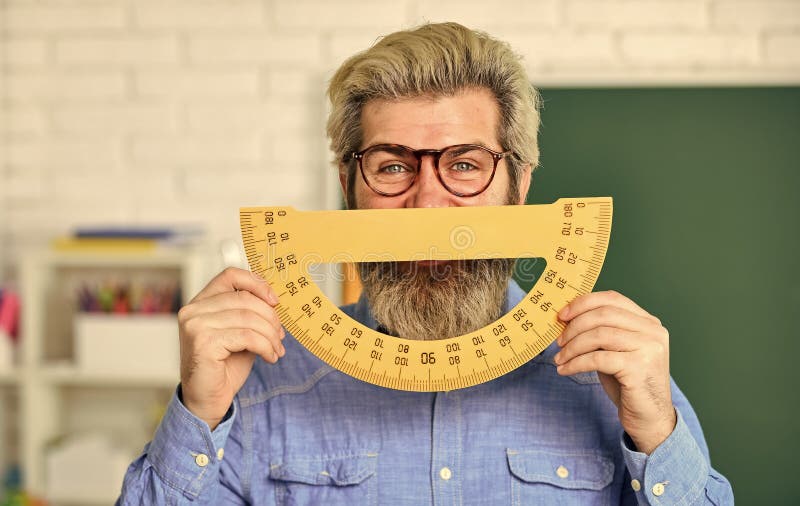 Science is My Life. Man Use Protractor. Stem Education Concept. Study ...