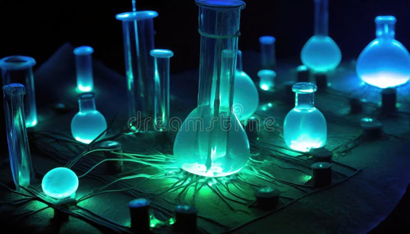 Science , Neon Light and Chemistry Background , 3d Illustration Concept ...