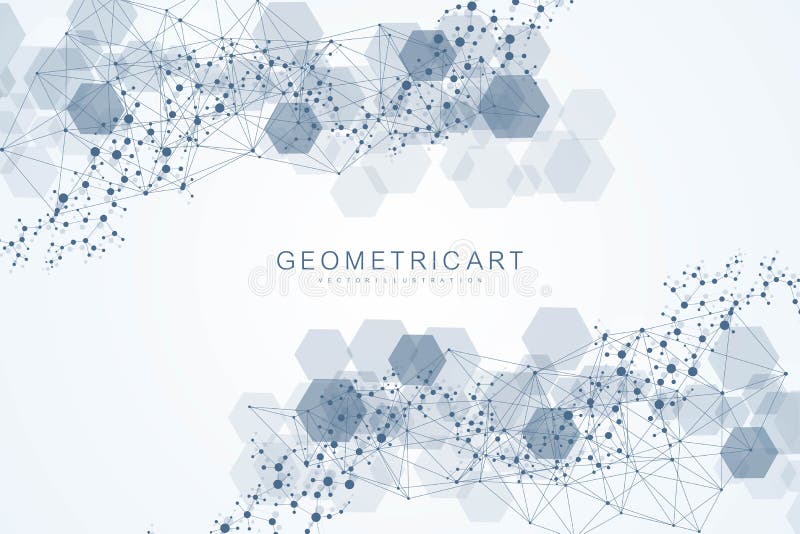 Science Network Pattern, Connecting Lines and Dots. Technology Hexagons ...