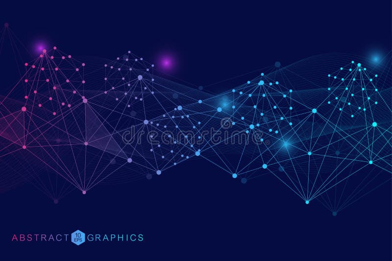 Science Network Pattern, Connecting Lines and Dots. Technology Hexagons ...