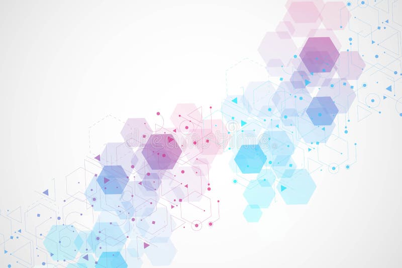 Science Network Pattern, Connecting Lines and Dots. Technology Hexagons ...