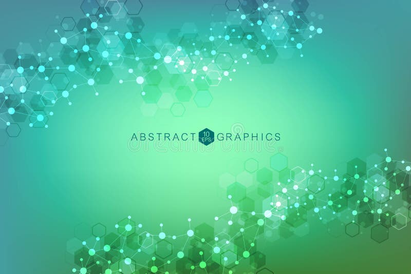 Science Network Pattern, Connecting Lines And Dots. Technology Hexagons ...