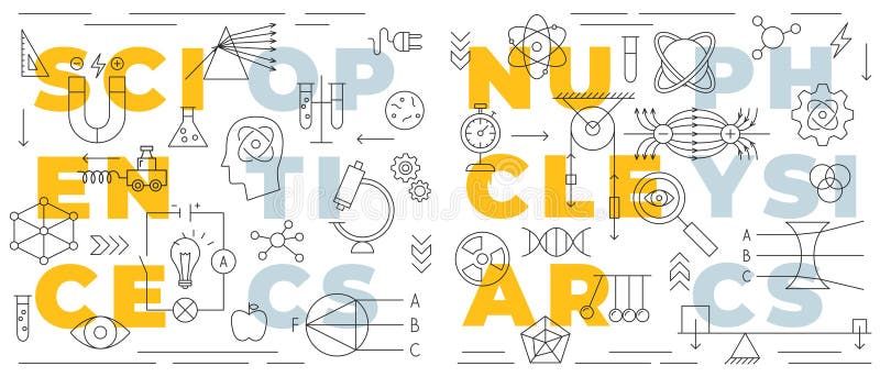 Science Nuclear Physics Line Banner Stock Vector - Illustration of ...