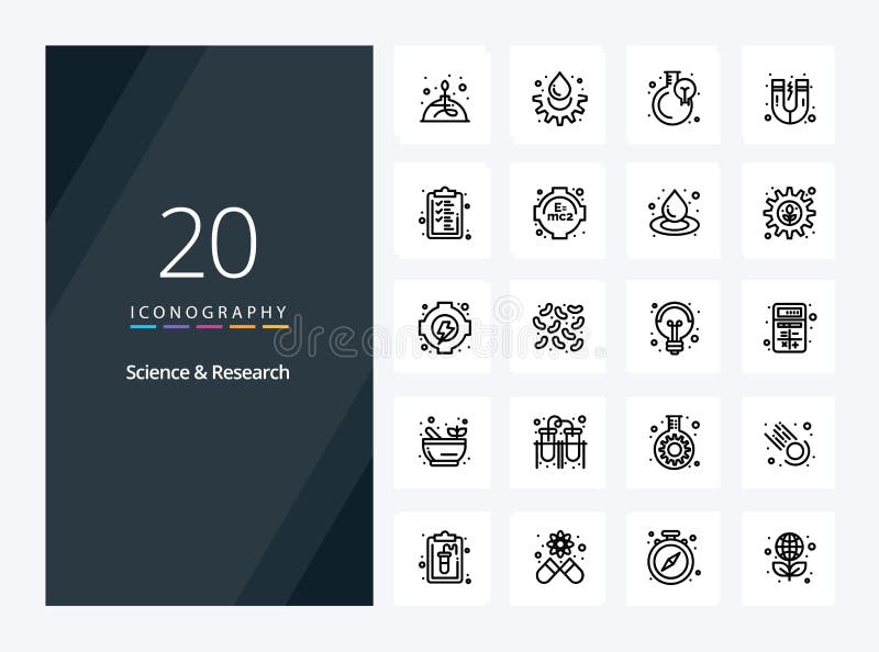 20 Science Outline Icon for Presentation Stock Vector - Illustration of ...