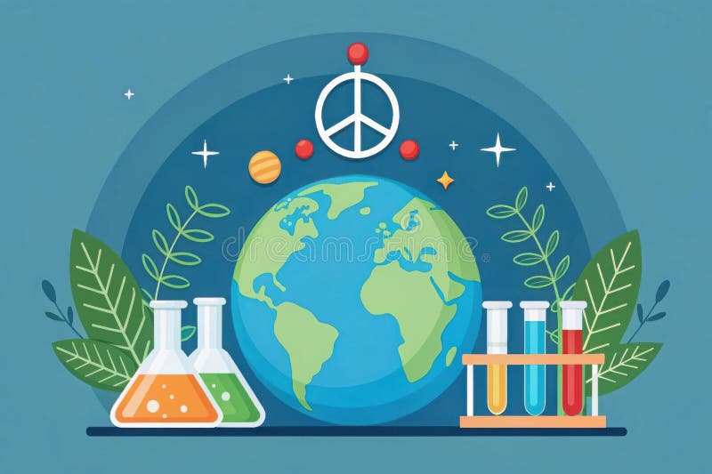 Science and Peace Unite for a Better World Stock Illustration ...