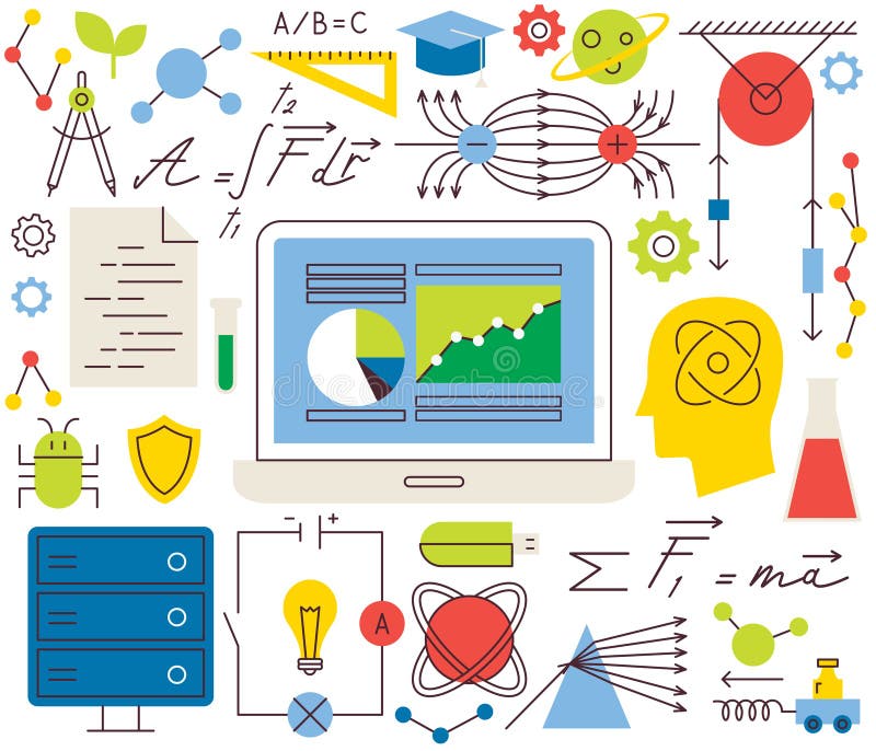 Biology Chemistry Physics Science Flat Horizontal Banners Stock Vector ...