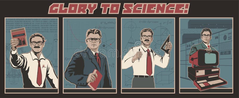 Science Posters Retro Propaganda Style Stock Vector - Illustration of ...