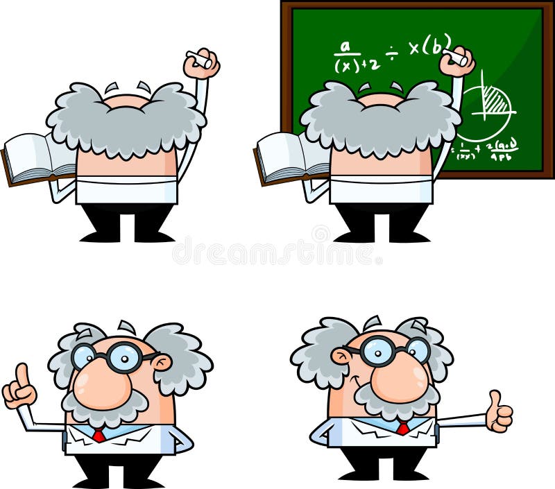 Science Professor Cartoon Character Poses. Vector Collection Stock ...