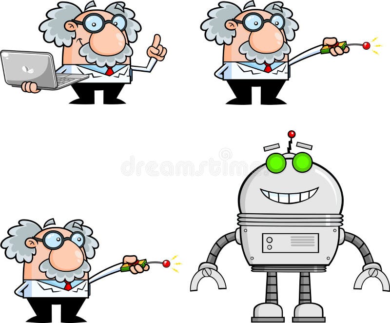 Science Professor Cartoon Character Poses. Vector Collection Set Stock ...
